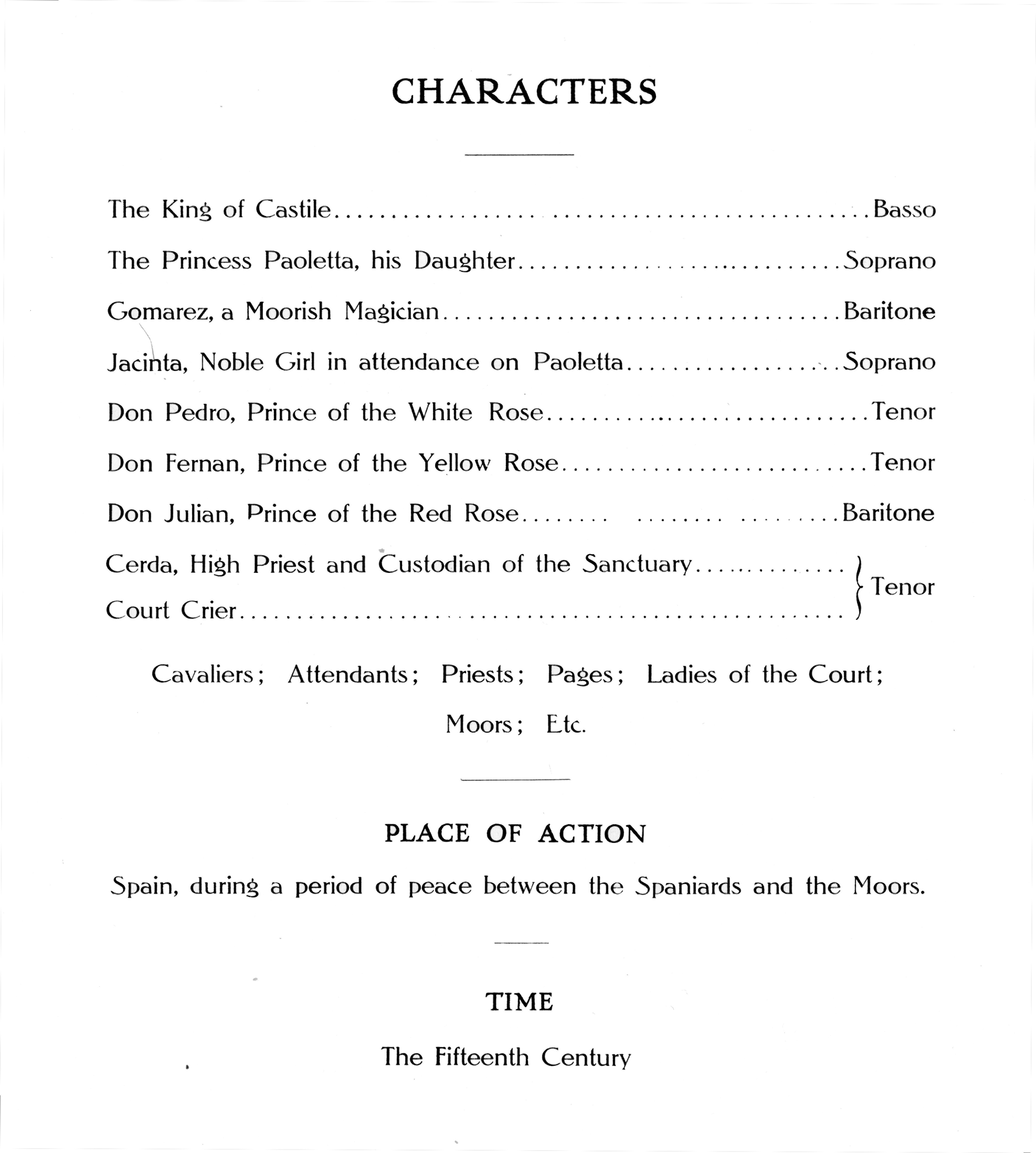 Characters And Cast The Paoletta Opera Collection