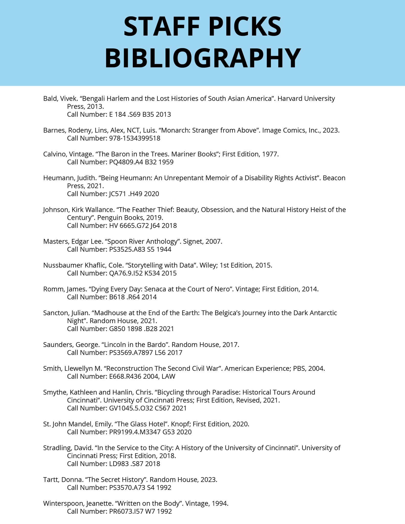 Staff Picks: Recommendations from the collections of UC Libraries | LiBlog